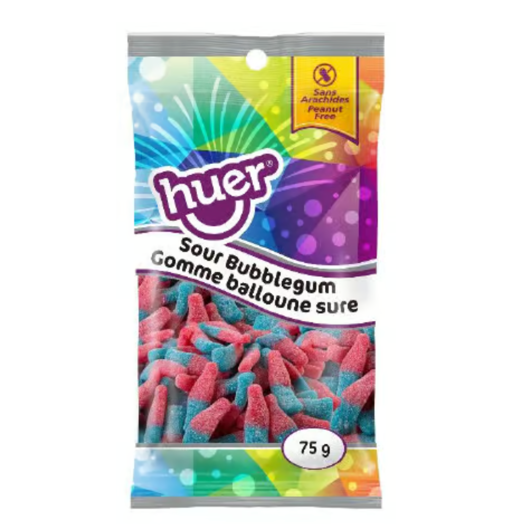 Huer - Sour BubbleGum Bottles - Snack Size - 75g