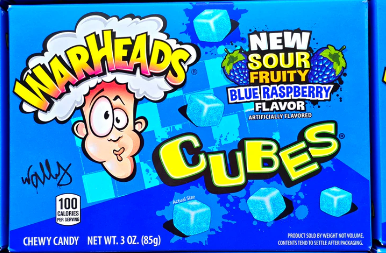 Warheads - Chewy Cubes - Blue Raspberry - Theatre Box - 85g
